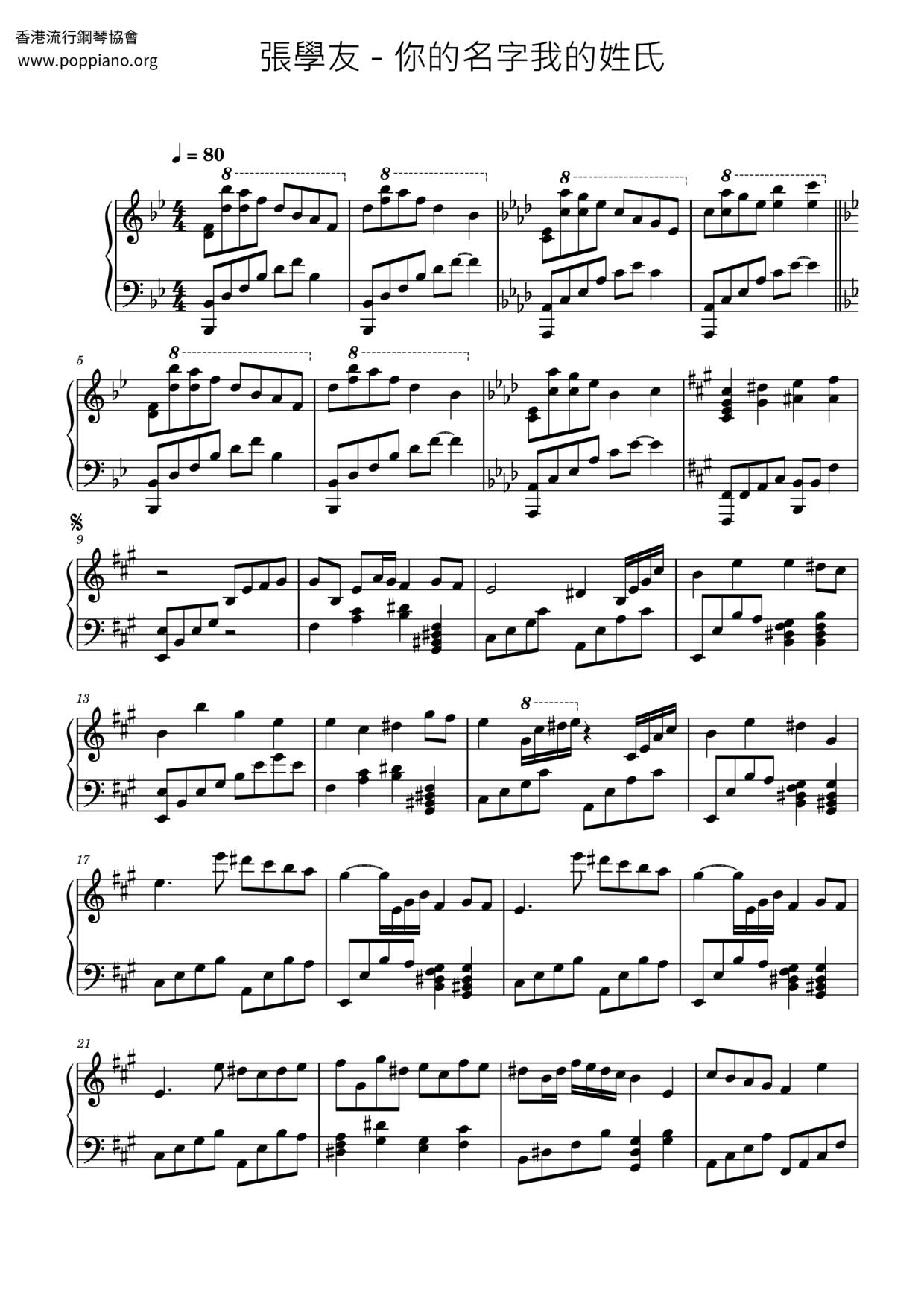 Jacky Cheung Your First Name And My Last Name Sheet Music Pdf Free Jacky Cheung Your First Name And My Last Name Sheet Music Pdf Free