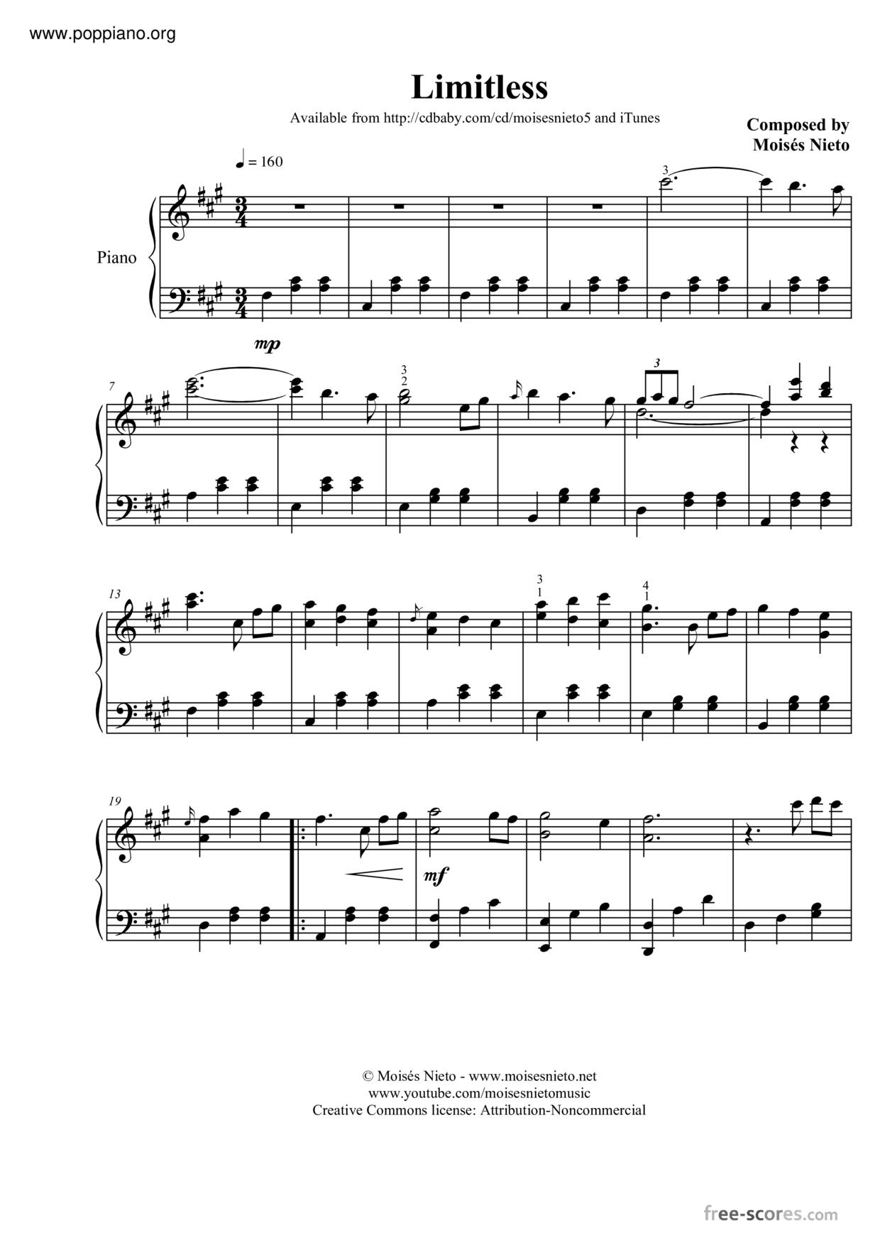 Moisés Nieto-Limitless 琴譜pdf-香港流行鋼琴協會琴譜下載 ★