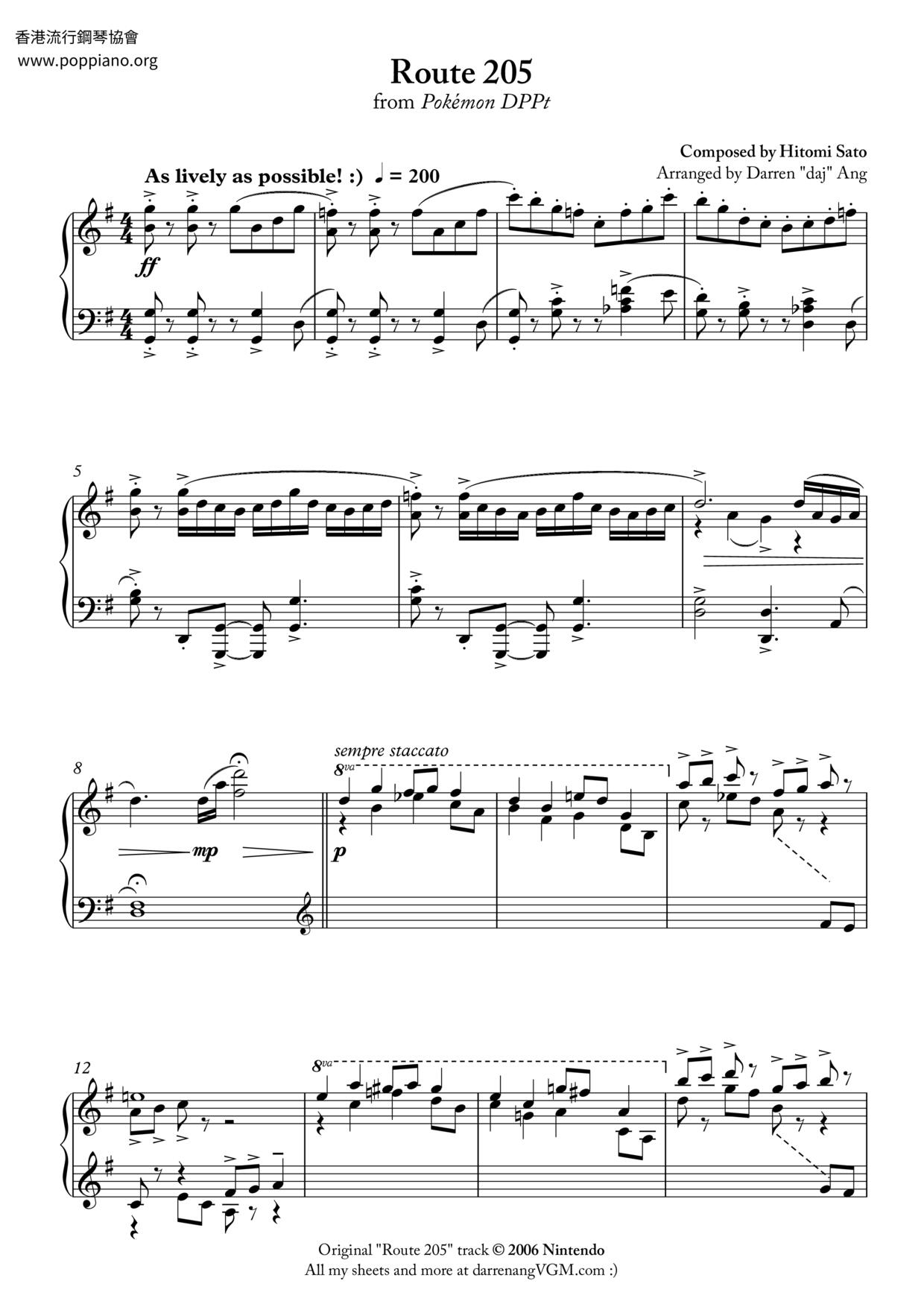 Pokemon-Route 205 Sheet Music pdf, - Free Score Download ★
