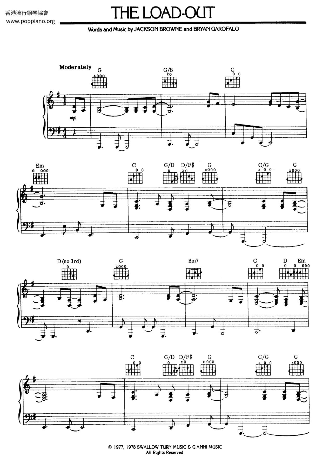 Jackson Browne-The Load-Out Sheet Music pdf, - Free Score Download ★
