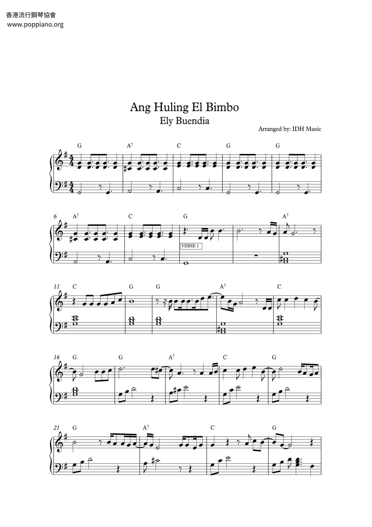 Eraserheads-Ang Huling El Bimbo 琴譜pdf-香港流行鋼琴協會琴譜下載 ★