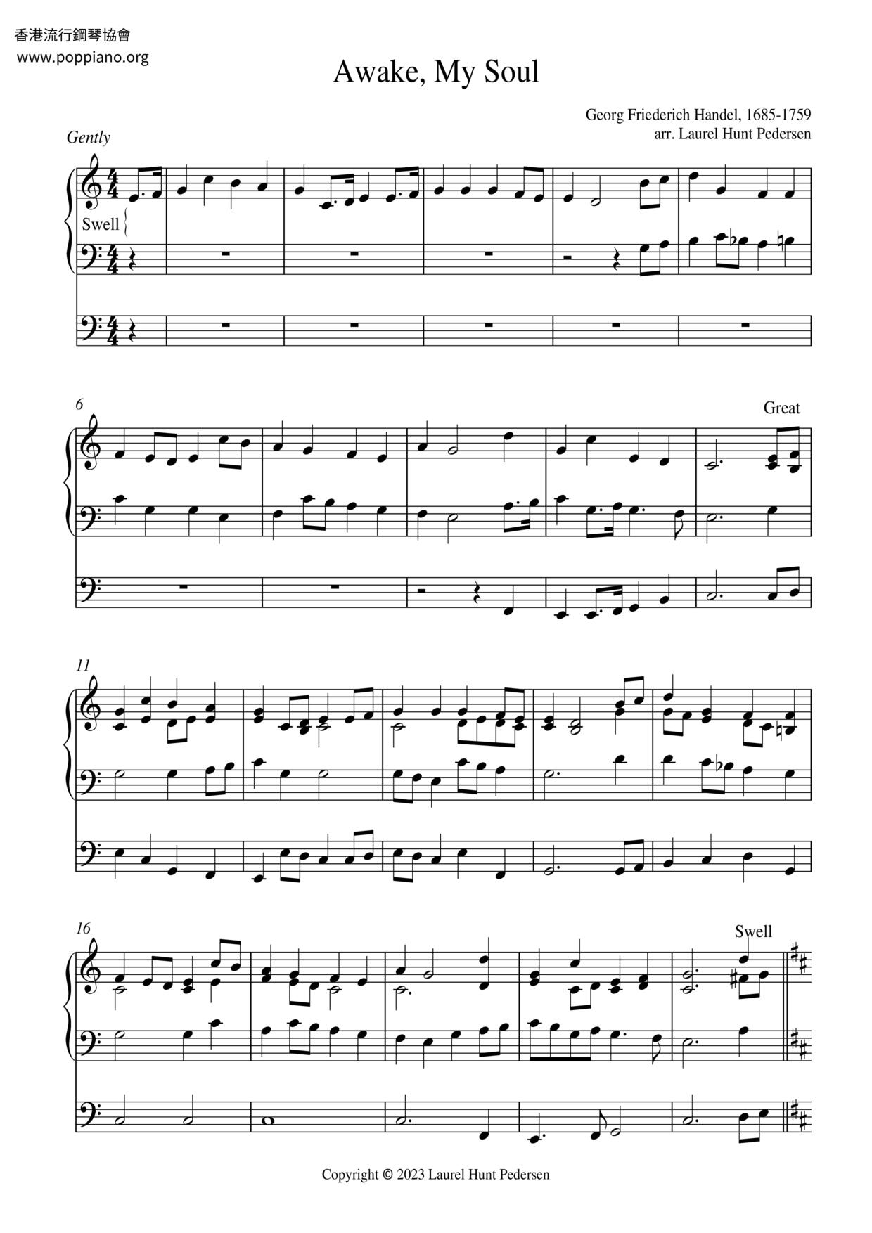 ★ 詩歌-Awake, My Soul 琴譜pdf-香港流行鋼琴協會琴譜下載 ★