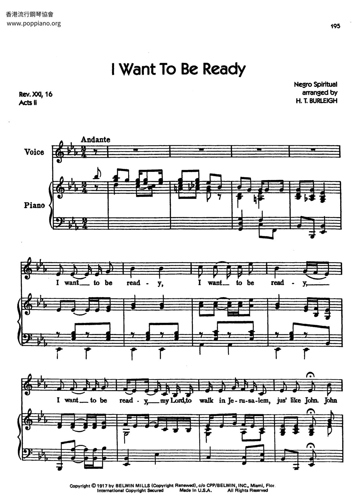 Worship-I Want To Be Ready Sheet Music pdf, - Free Score Download ★