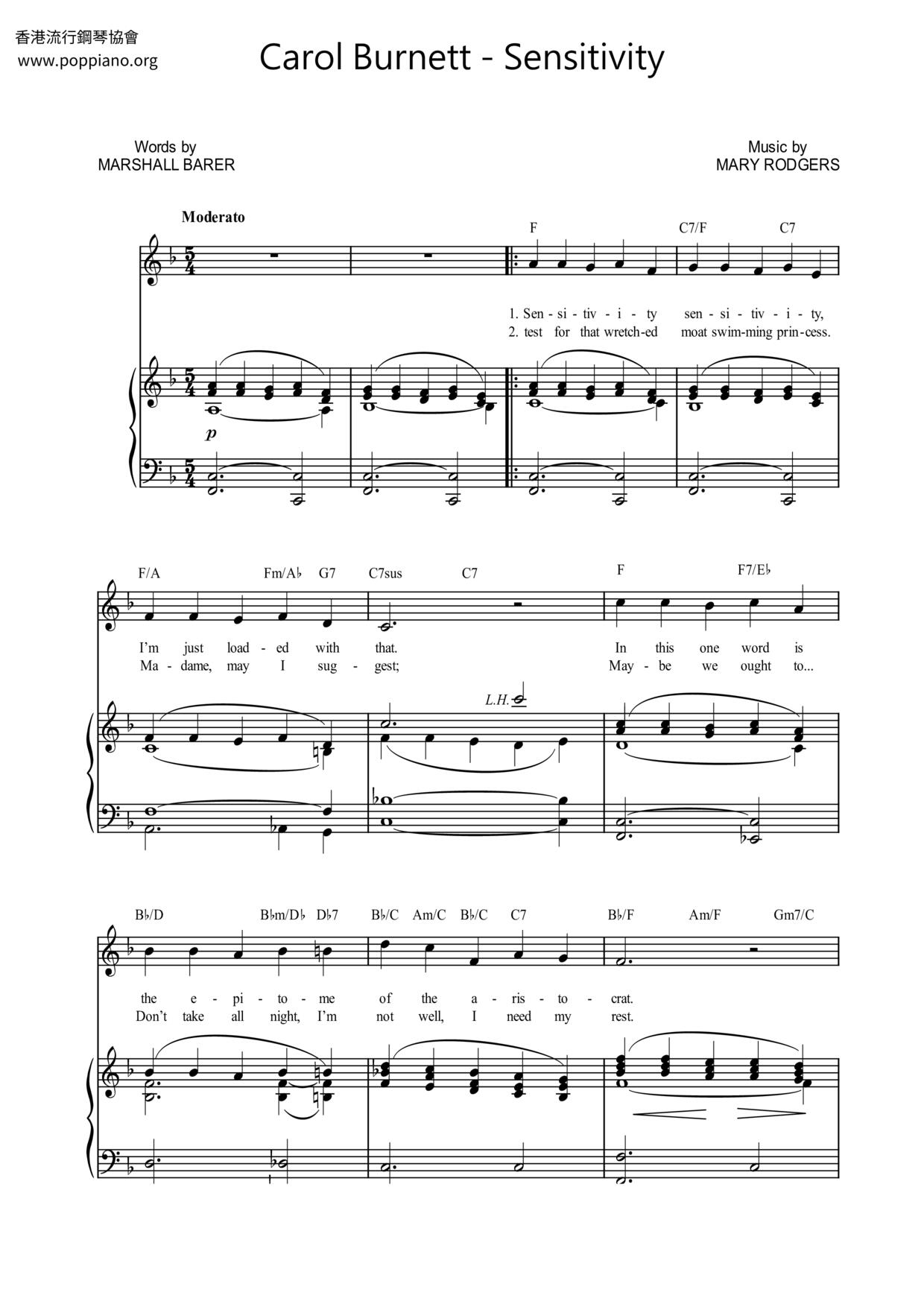 Carol Burnett-Sensitivity Sheet Music pdf, - Free Score Download ★