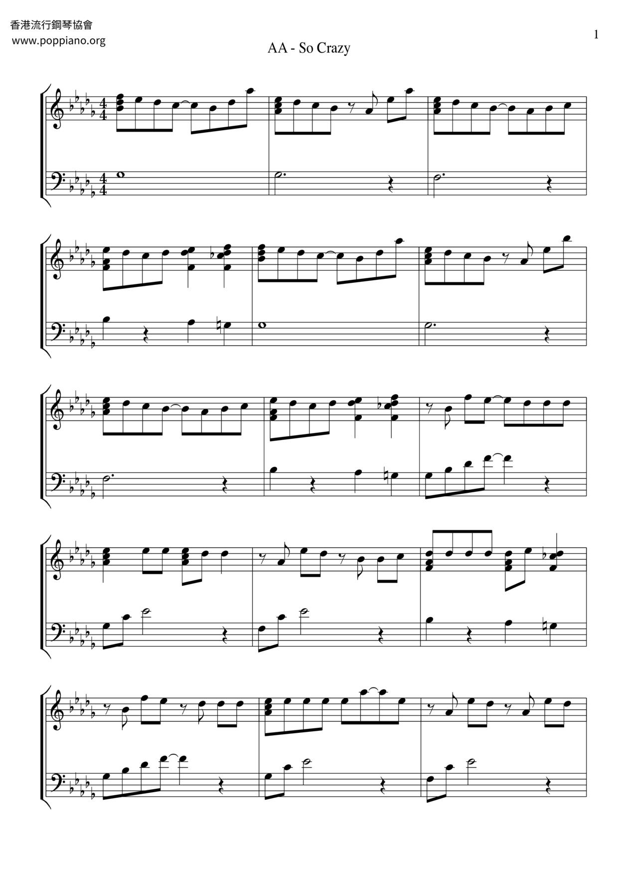 AA-So Crazy Sheet Music pdf, - Free Score Download ★