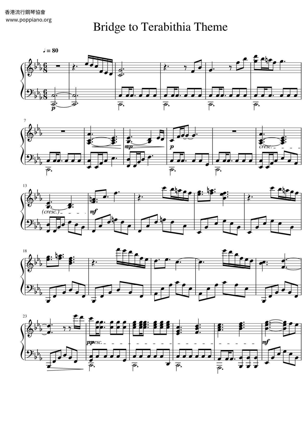 Aaron Zigman-Bridge To Terabithia Theme Sheet Music pdf, - Free Score ...