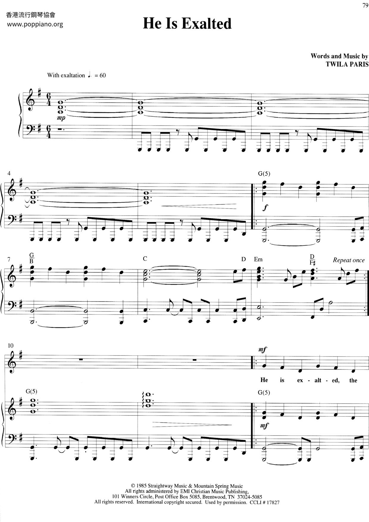 Spiritual-He Is Exalted Sheet Music pdf, - Free Score Download ★