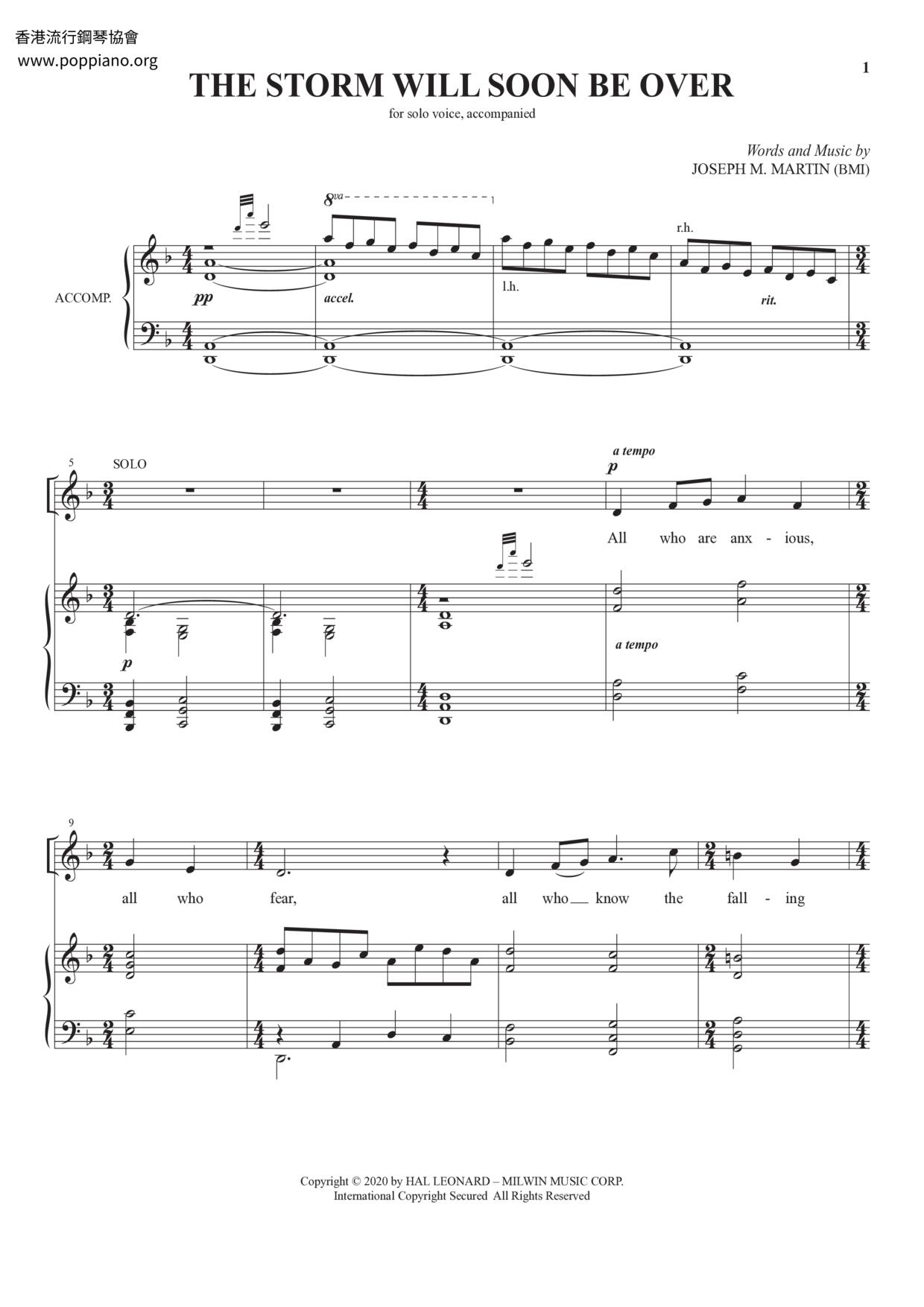 Joseph M. Martin-The Storm Will Soon Be Over Sheet Music pdf, - Free ...