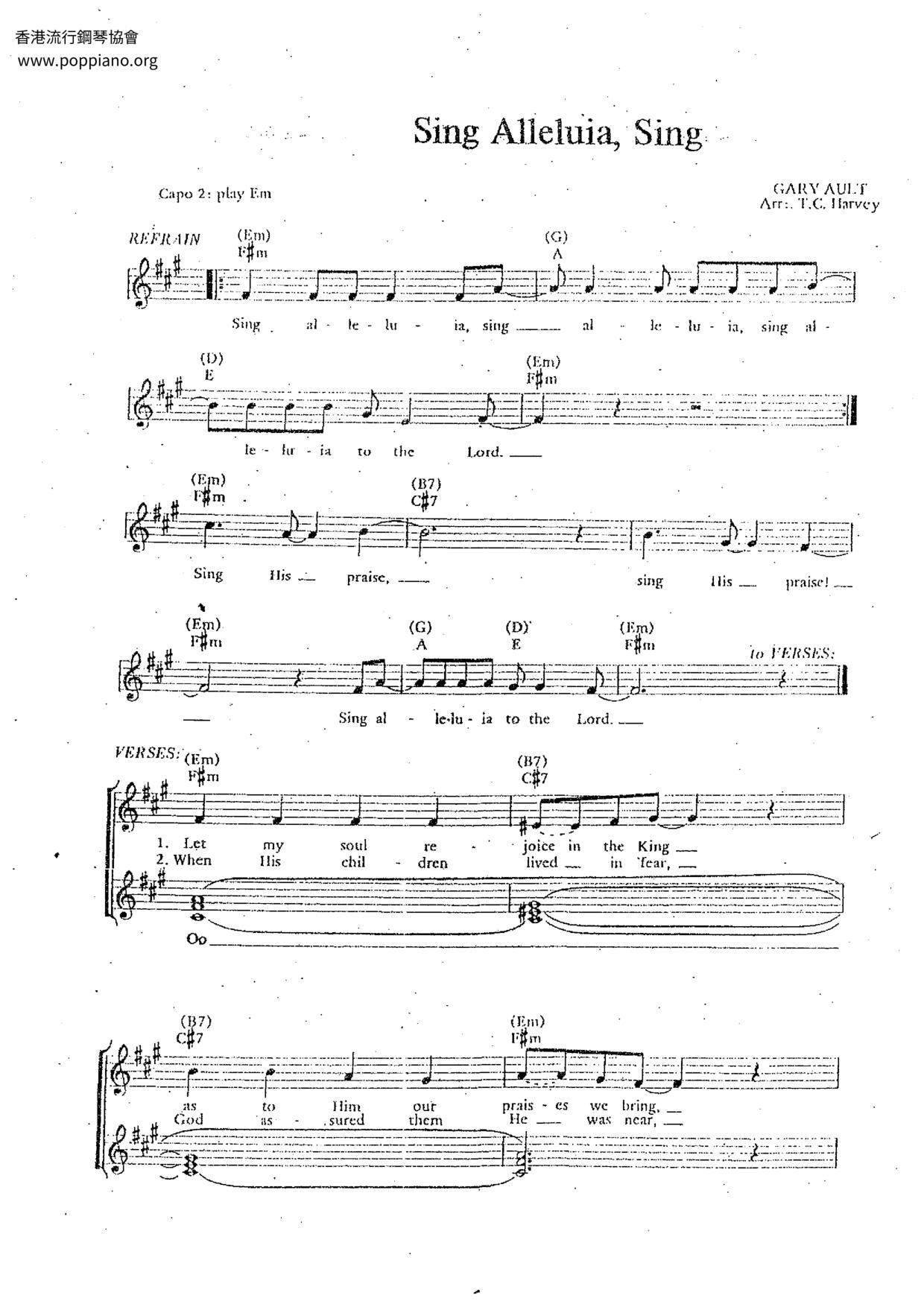 ★詩歌 - [SCORE] Sing Alleluia Sing (Gary Ault) ピアノ譜pdf- 香港ポップピアノ協会 無料PDF楽譜ダウンロード gakufu